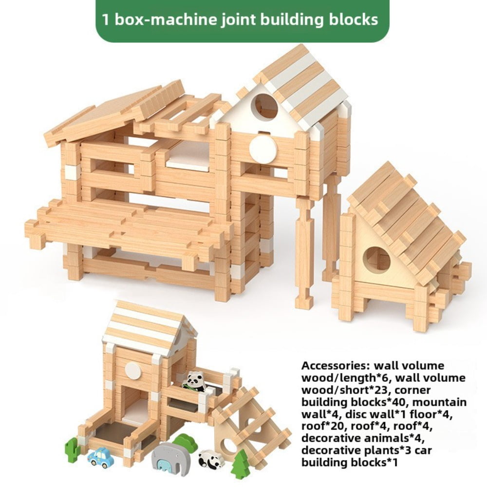 Children's wooden building block set puzzle early education Luban ...