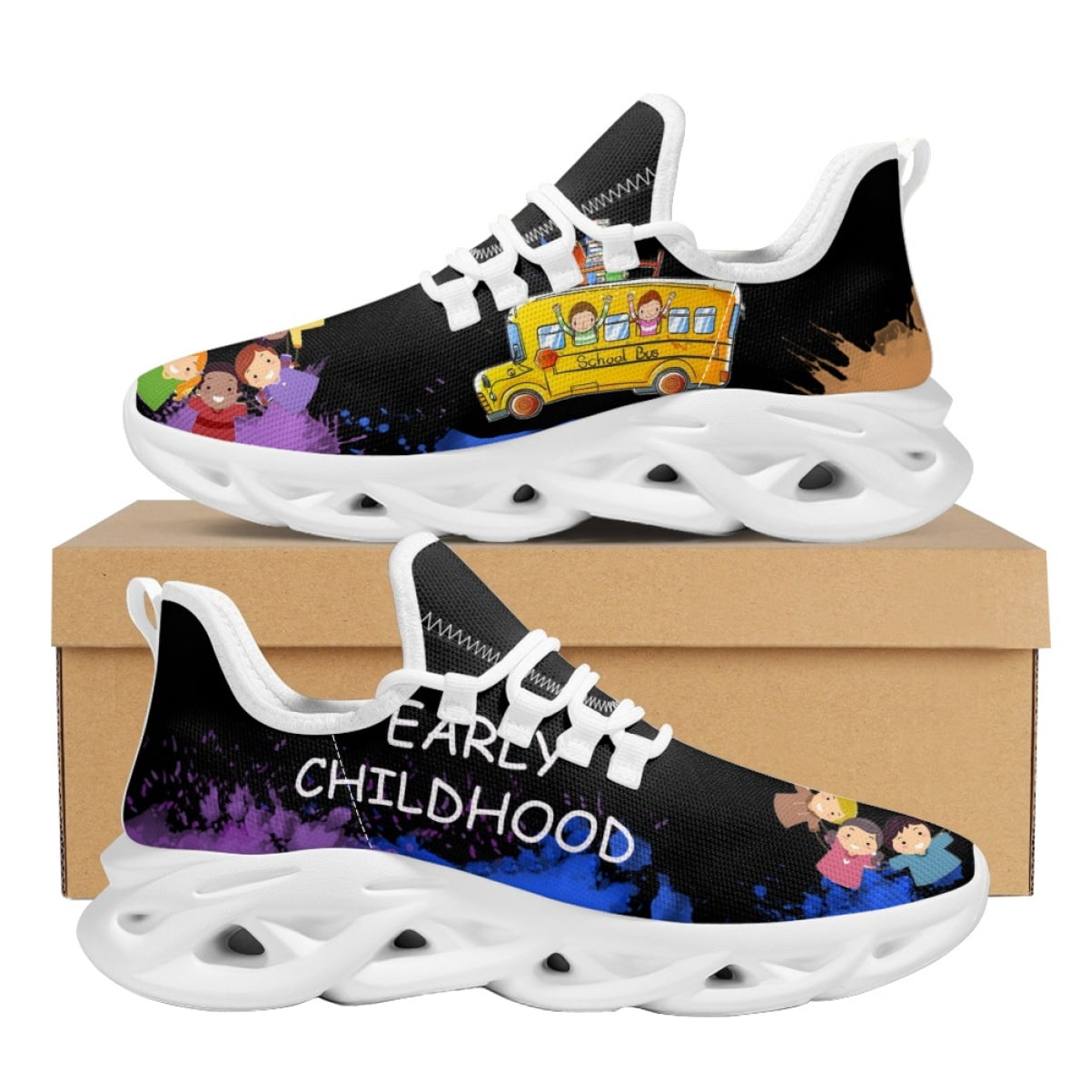 Childrenhood School Bus Printed Casual Flat Shoes Non-slip Outdoor ...