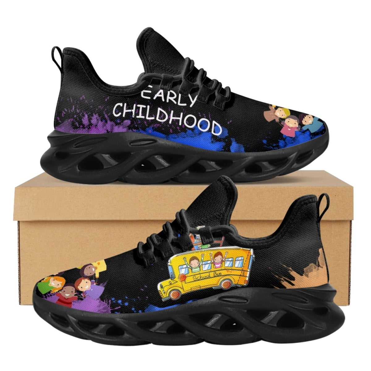 Childrenhood School Bus Printed Casual Flat Shoes Non-slip Outdoor ...