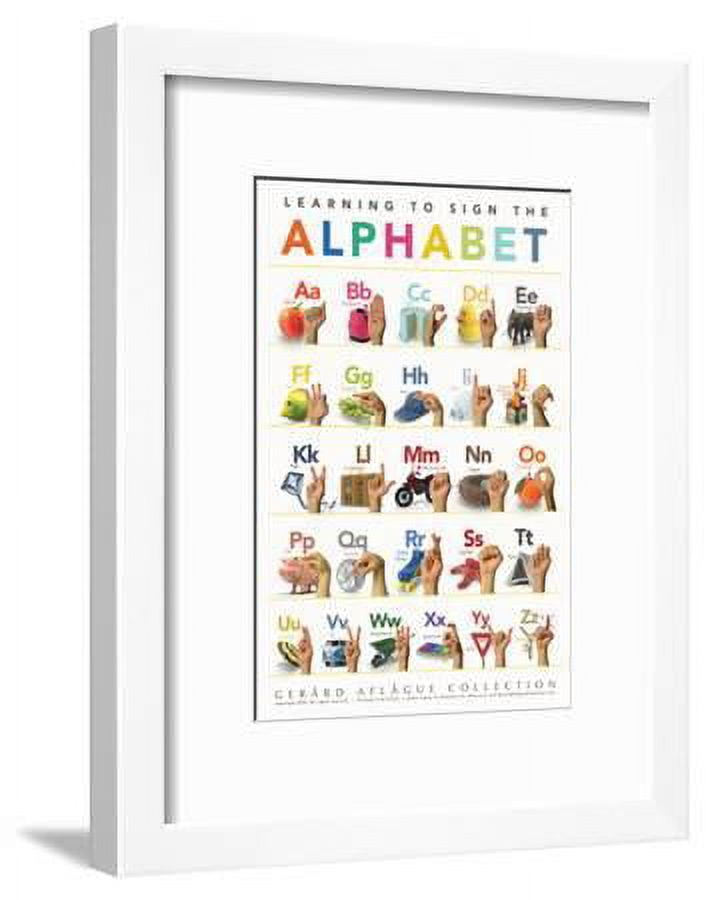 Childrens American Sign Language Alphabet, Framed Art Print Wall Art by ...
