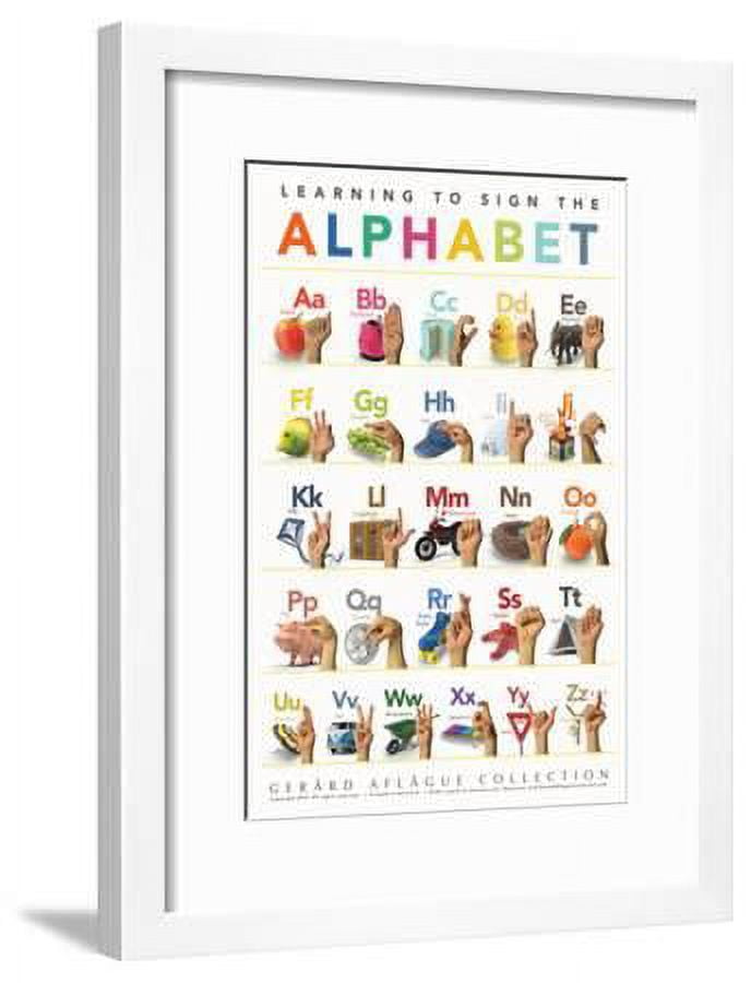 Childrens American Sign Language Alphabet, Framed Art Print Wall Art by ...