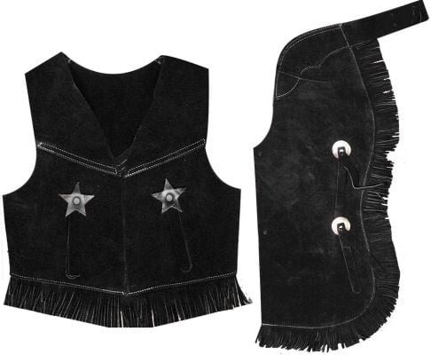 Childrens Black or Brown Suede Leather Western Vest & Chaps Set (Black ...