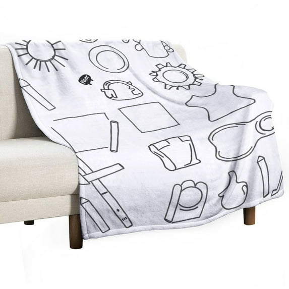 Childrens Drawings Doodles Throw Blanket for Sofa Luxury Home Interior ...