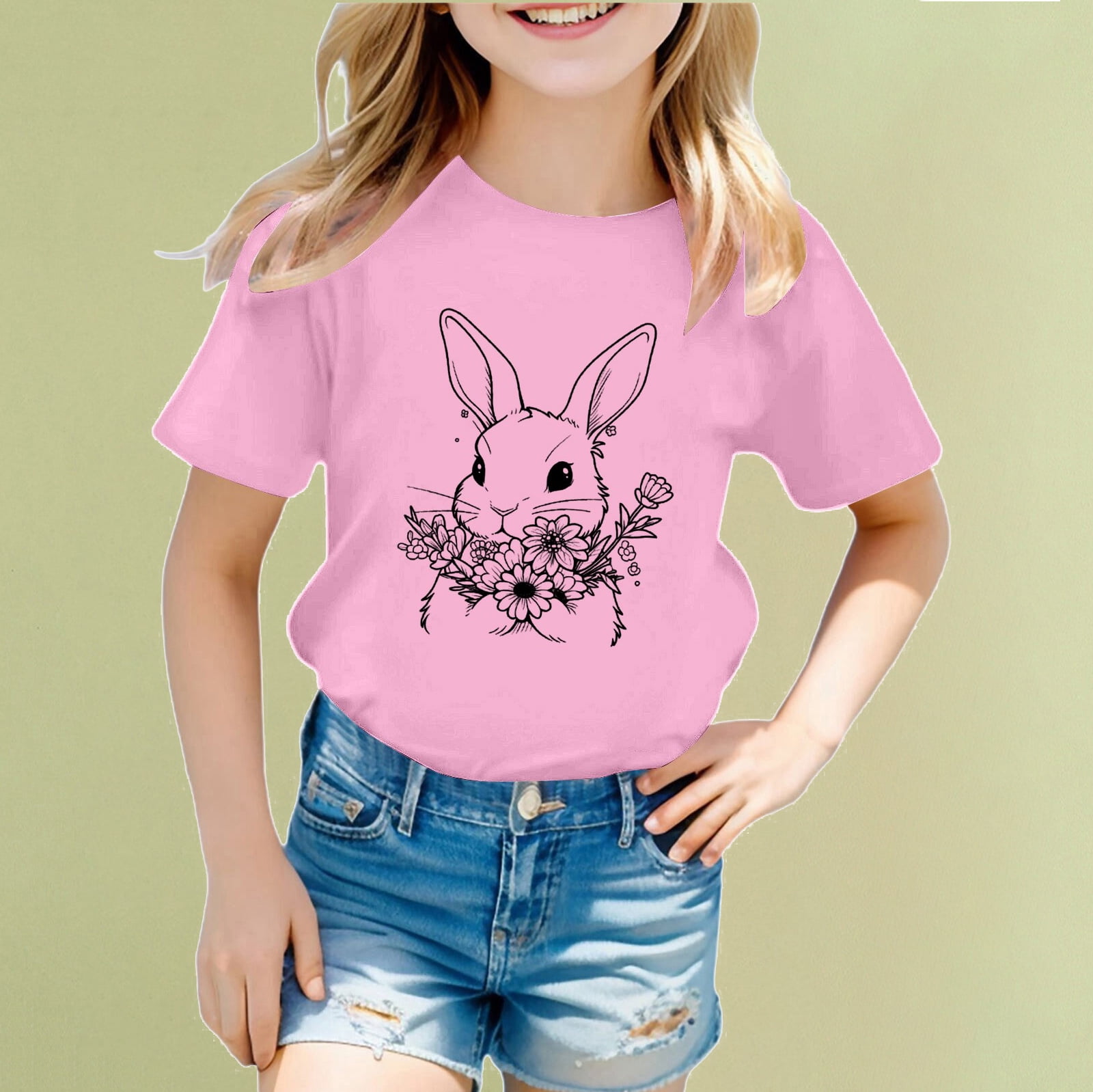 Childrens Easter T Shirt Bunny Print Short Sleeve Shirt Casual Daily ...