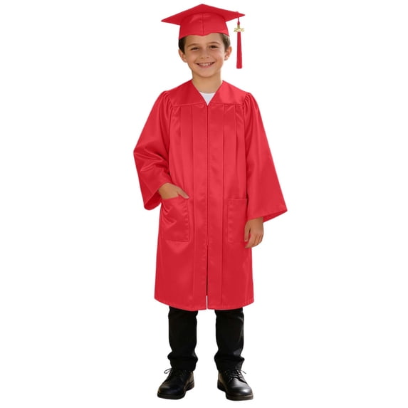 Childrens Graduation Dress Knitted Robe with Hat Shiny Graduation Gown ...
