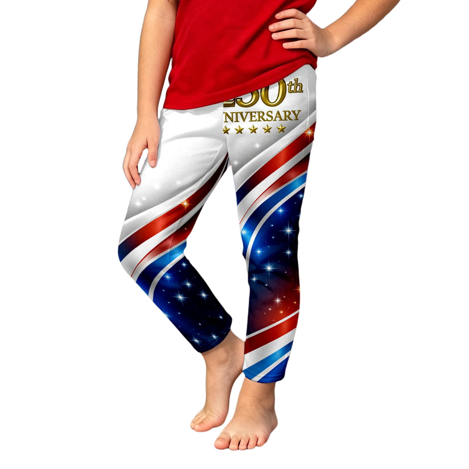 Childrens Jeans Usa Independence Day Print Leggings Girls Linen Pants ...