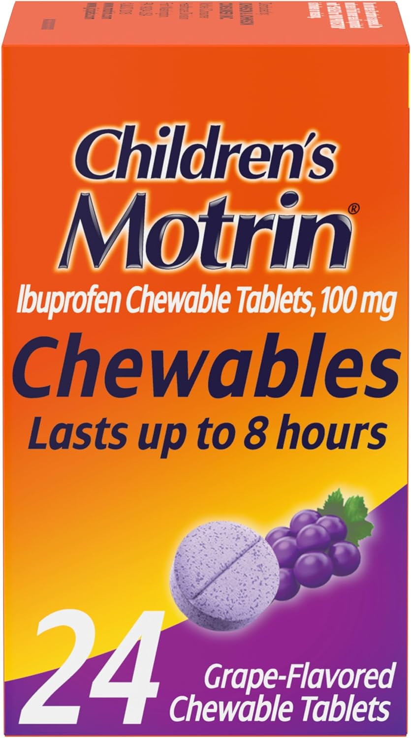 Childrens Motrin Ibuprofen Chewable 100 Mg Tablets Grape Flavor, 24 Ea ...