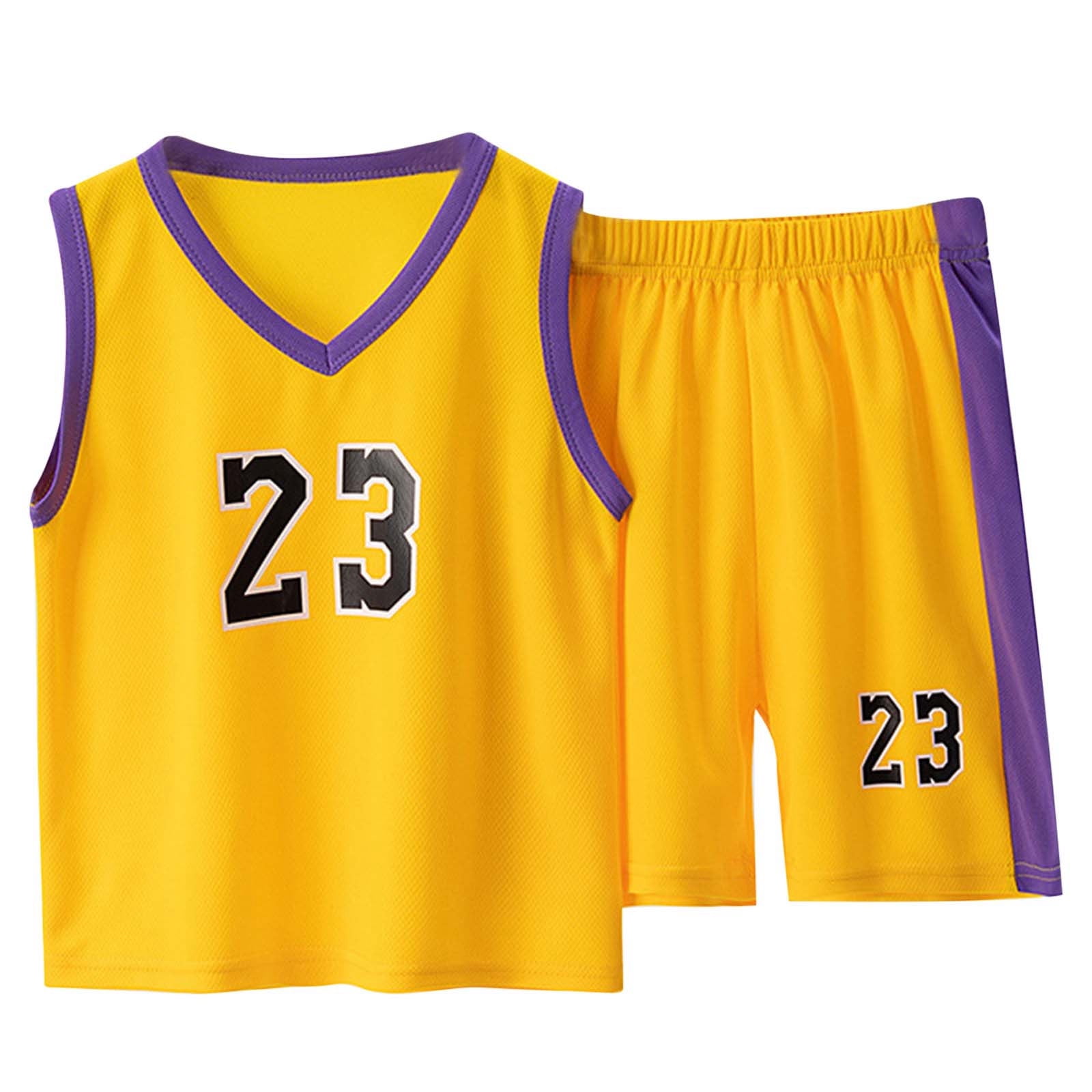 Childrens Outfits Basketball Sports Vest Sleeveless 2 Piece V Neck Boys ...