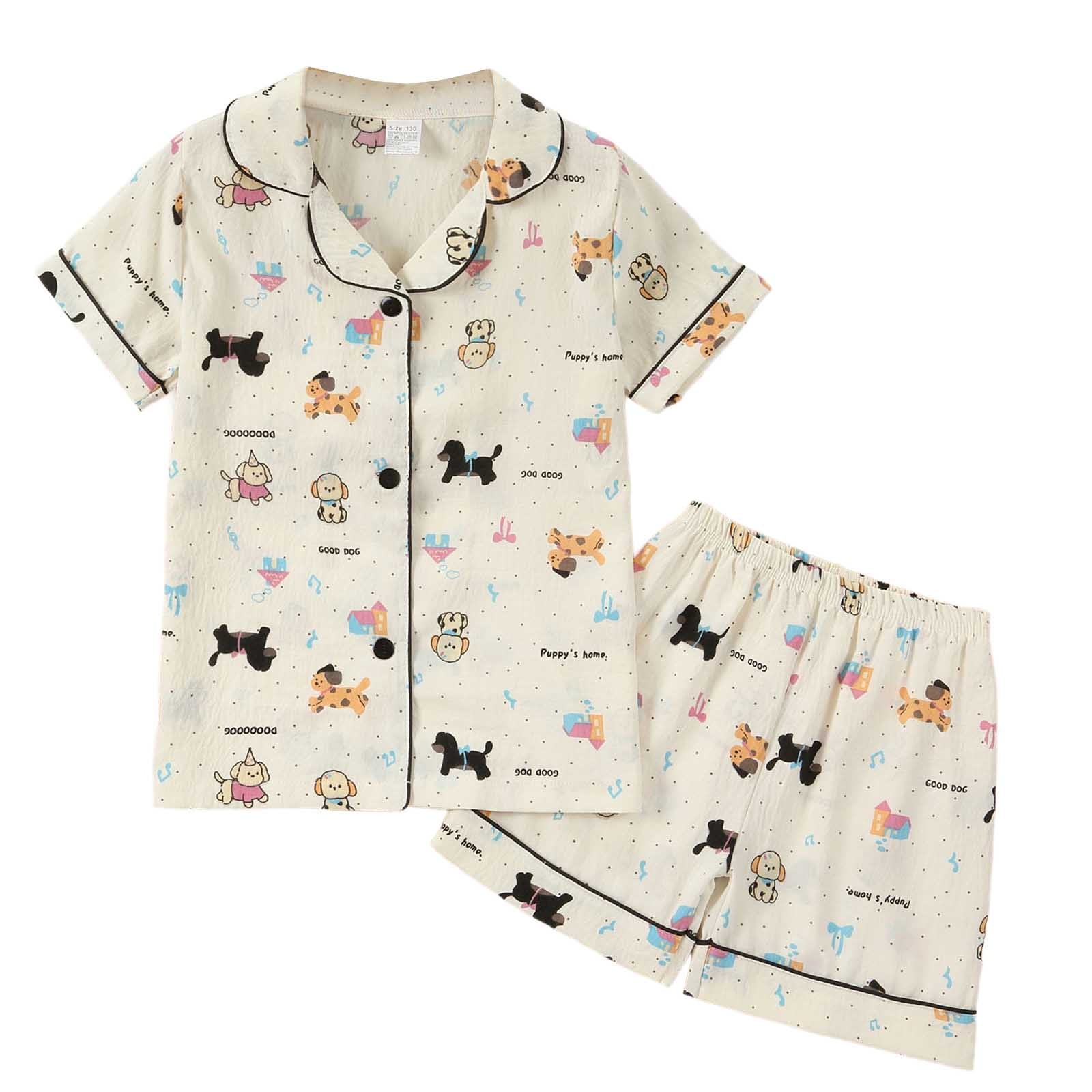 Childrens Outfits Short Sleeve Cartoon Prints Tops T Shirt Shorts Girls ...