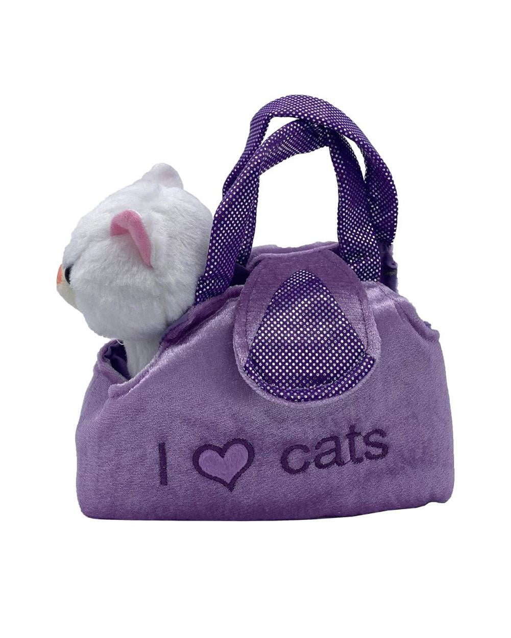 Childrens Plush Kitten And Purse Carrier Handbag, Kitten Purple, Size ...
