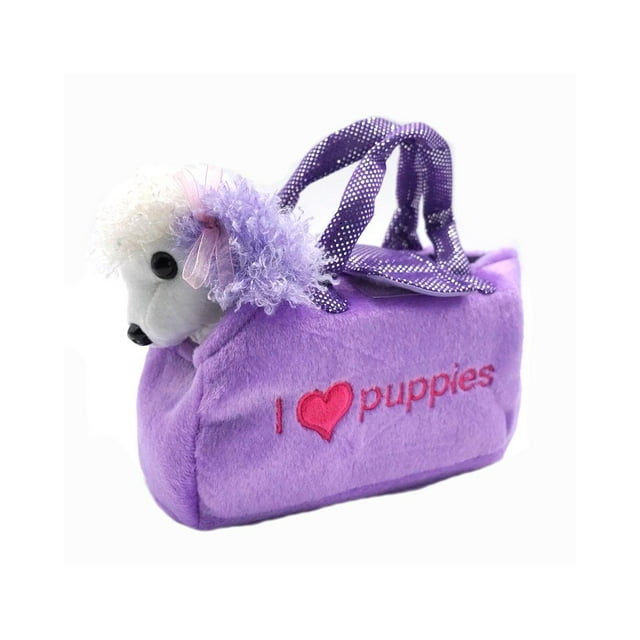 Childrens Plush Puppy And Purse Carrier Handbag, Purple Puppy, Size ...