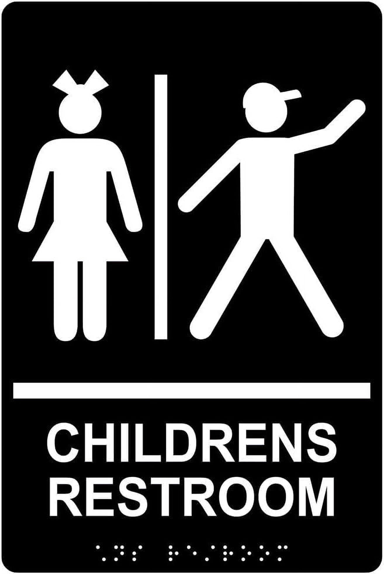 Childrens Restroom Sign, ADA-Compliant Braille and Raised Letters, 9x6 ...