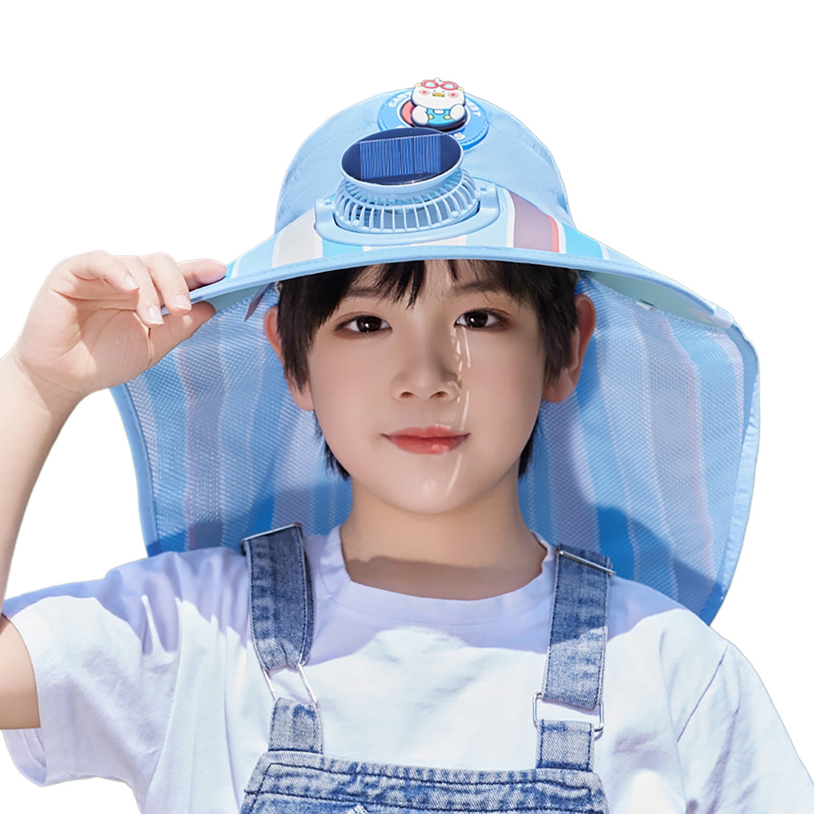 Childrens Solar Powered Fan Hat with Wide Brim for Outdoor Summer Beach ...