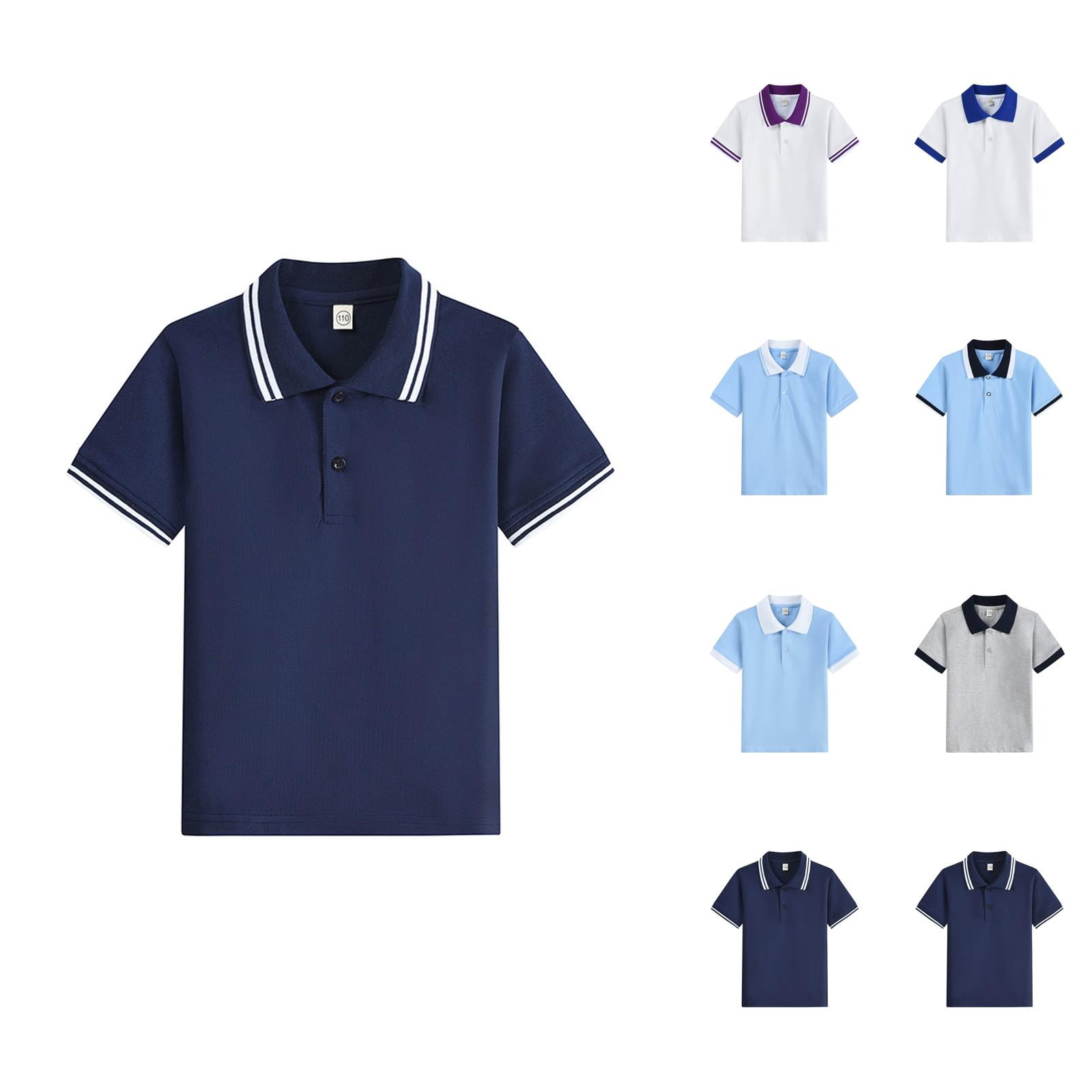 Childrens Solid Color Campus Athletic Polo Shirt Short Sleeve – Soft ...