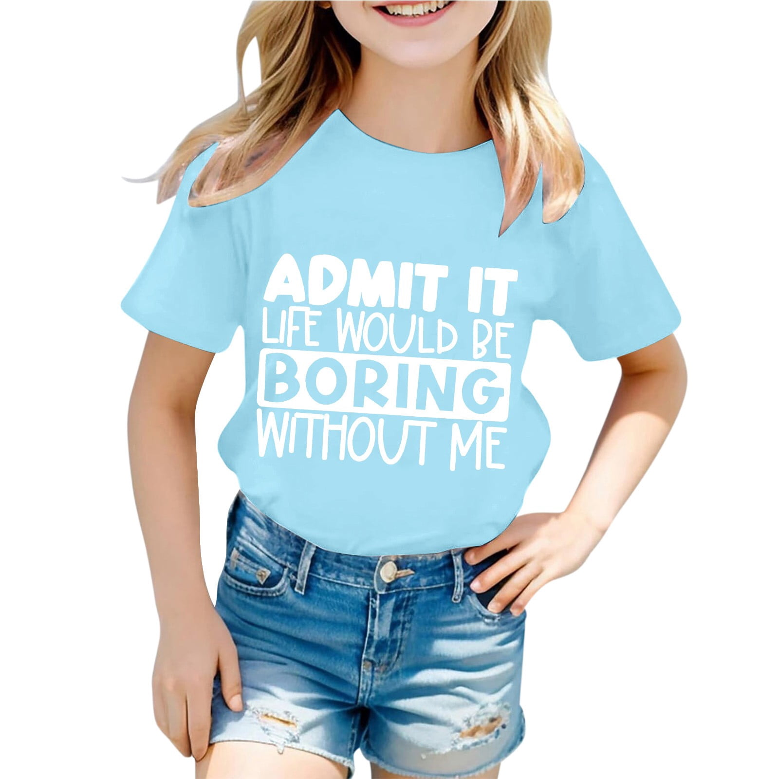 Childrens Tees Fashion Letter Round Neck Short Sleeved Kids formal ...