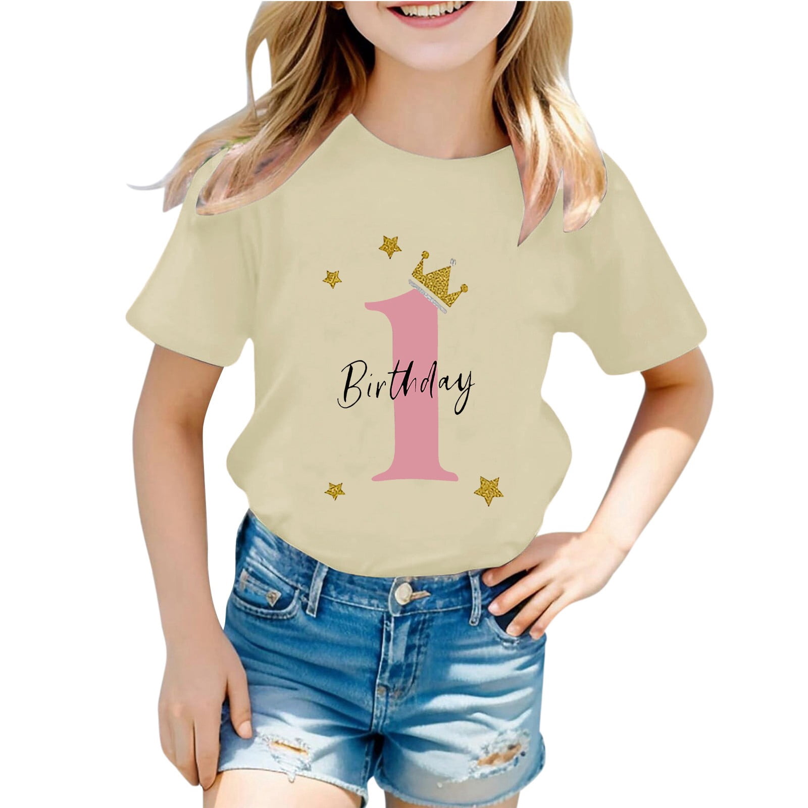 Childrens Tees Short Sleeved Fashion Letter Round Neck Petite Clothing ...