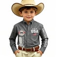 Childrens USA Independence Day Chest Print Casual Long Sleeve Button ...