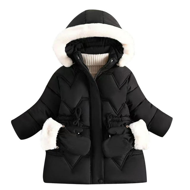 Childrens Winter Coats Toddler Cute Girls Plus Velvet Long Sleeve Outwear Hooded Cotton jacket ...