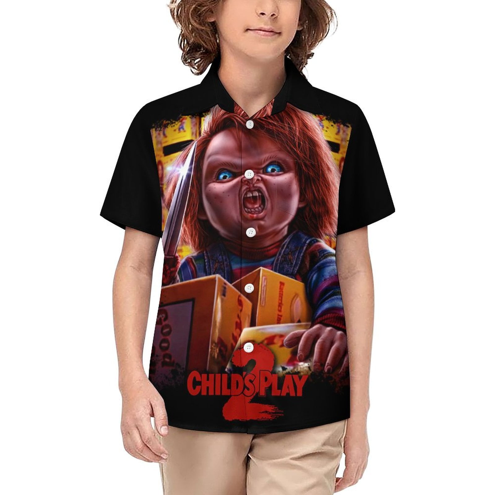 Childs Play 2 Chucky Kid's Short Sleeved Shirt Summer Daily Casual ...