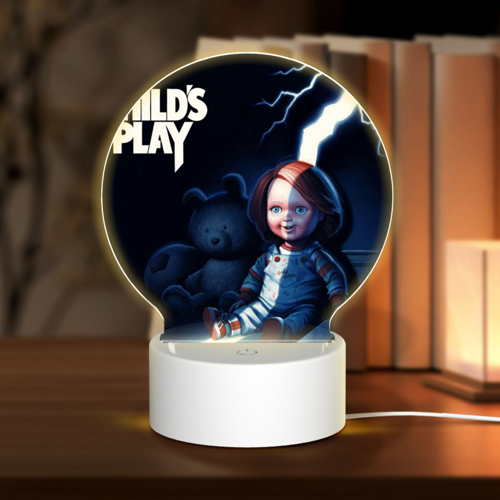 Childs Play Chucky Horror Round Acrylic Night Light Decoration USB ...