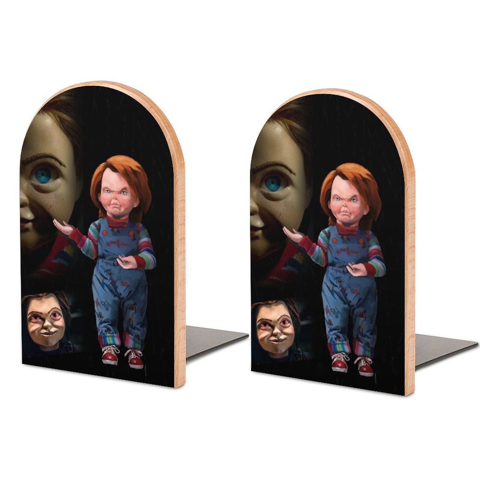 Childs Play Chucky Scary Bookends Wood Book Divider Decorative Shelves ...