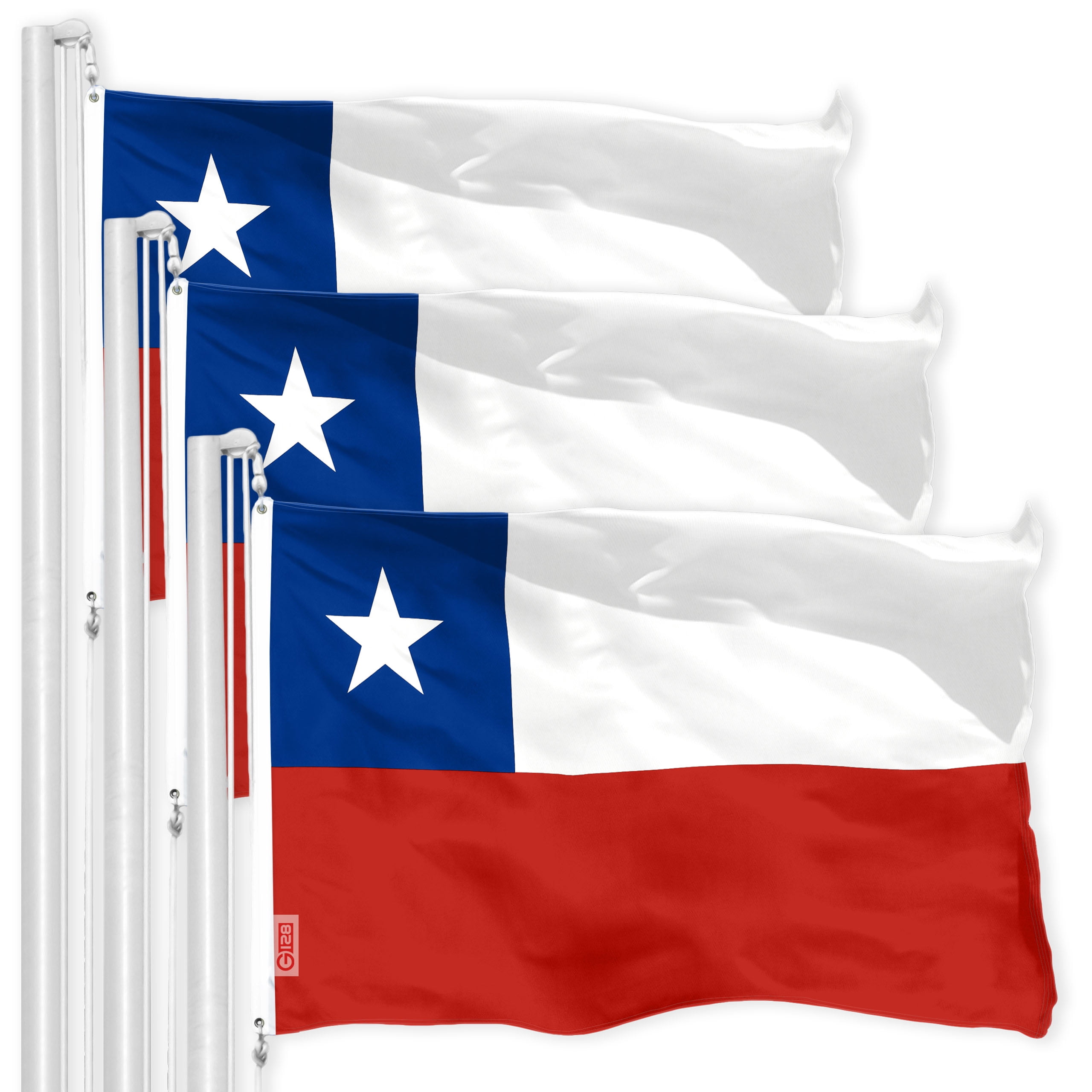 Chile Chilean Flag 3x5FT 3-Pack 150D Printed Polyester By G128 ...