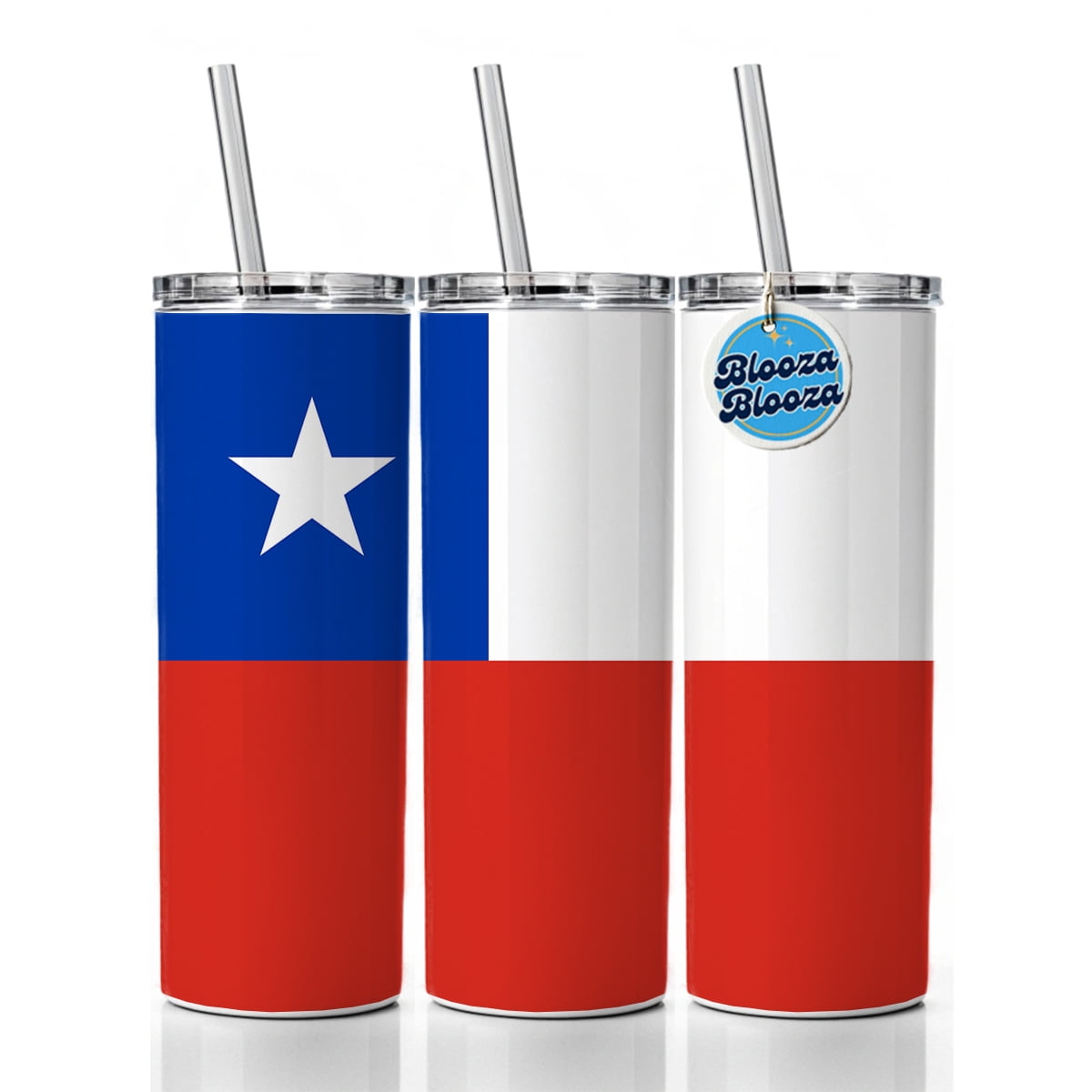 Chile Country Flag 20oz Insulated Water Bottle Skinny Tumbler Includes ...