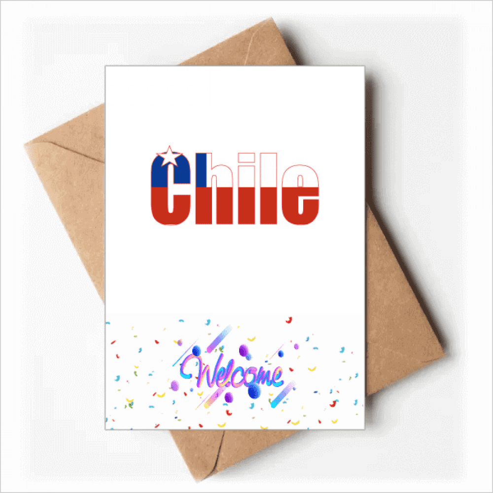 Chile Country Flag Name Art Deco Fashion Welcome Back Greeting Cards ...