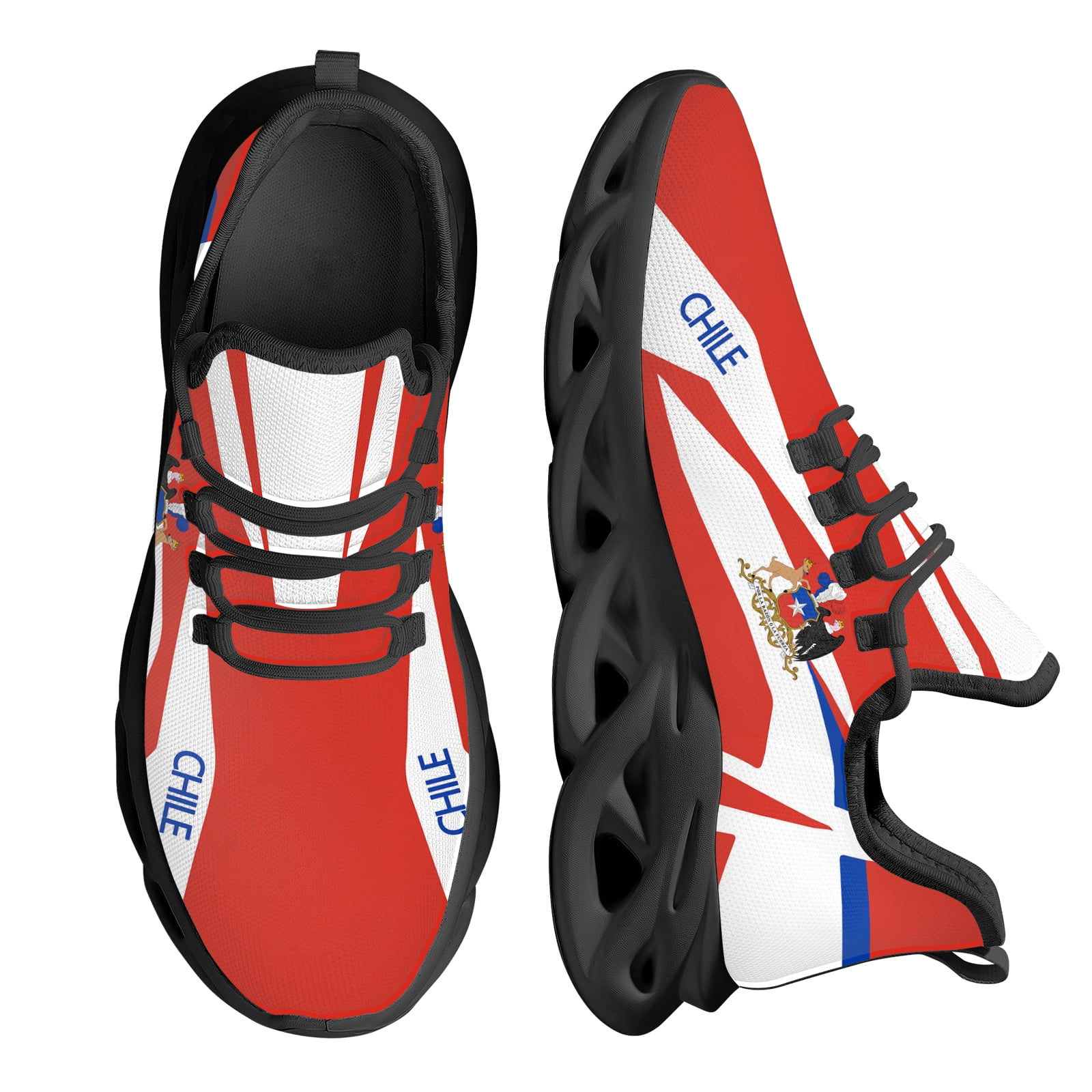 Chile Flag Breathable Casual Flat Shoes Light Lace Up Student Walking ...