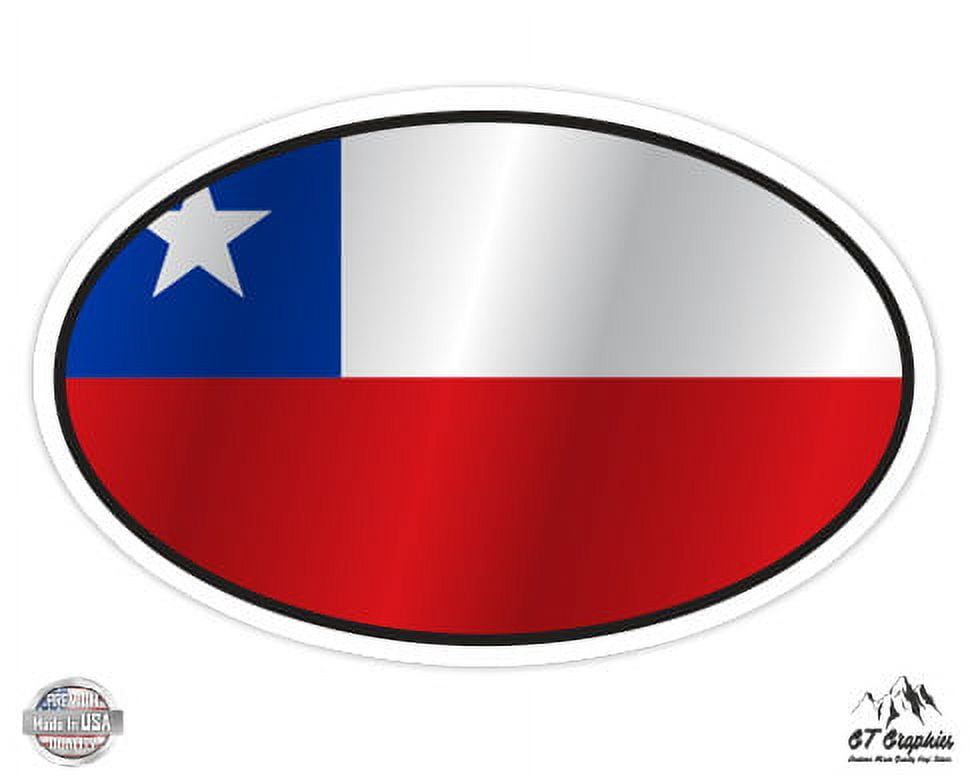 Chile Flag Oval - 12" Vinyl Sticker Waterproof Decal - Walmart.com