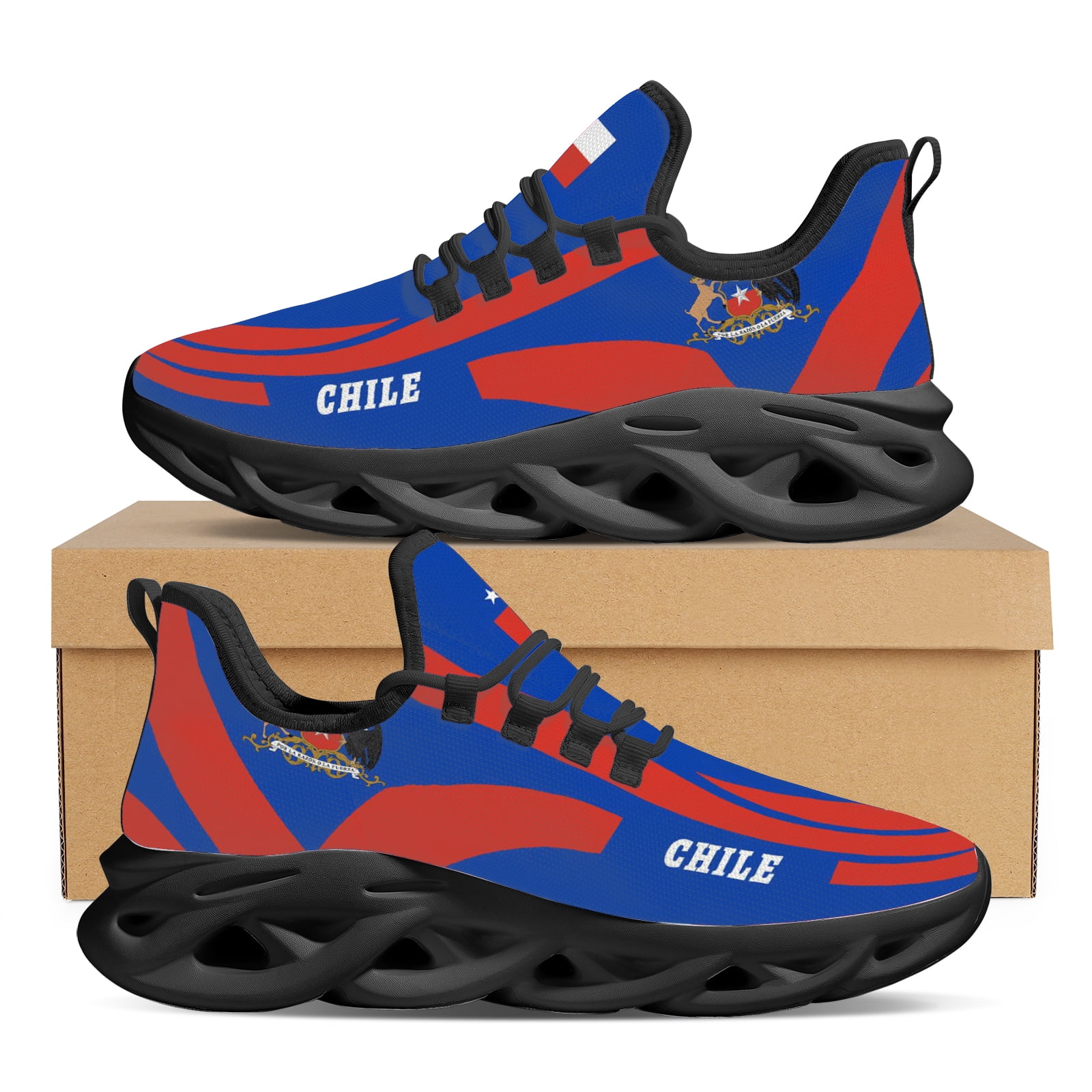 Chile Flag Print Design Platform Shoes Andean Eagle Pattern Lace-up ...