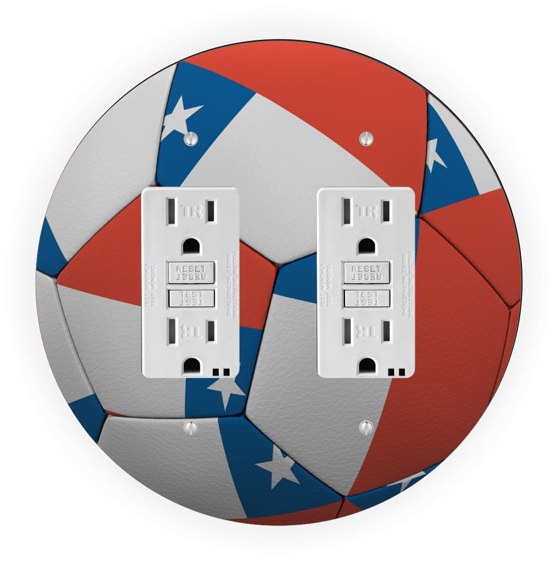 Chile Flag Soccer Ball Design - Round Light Switch Plate Cover - Double ...