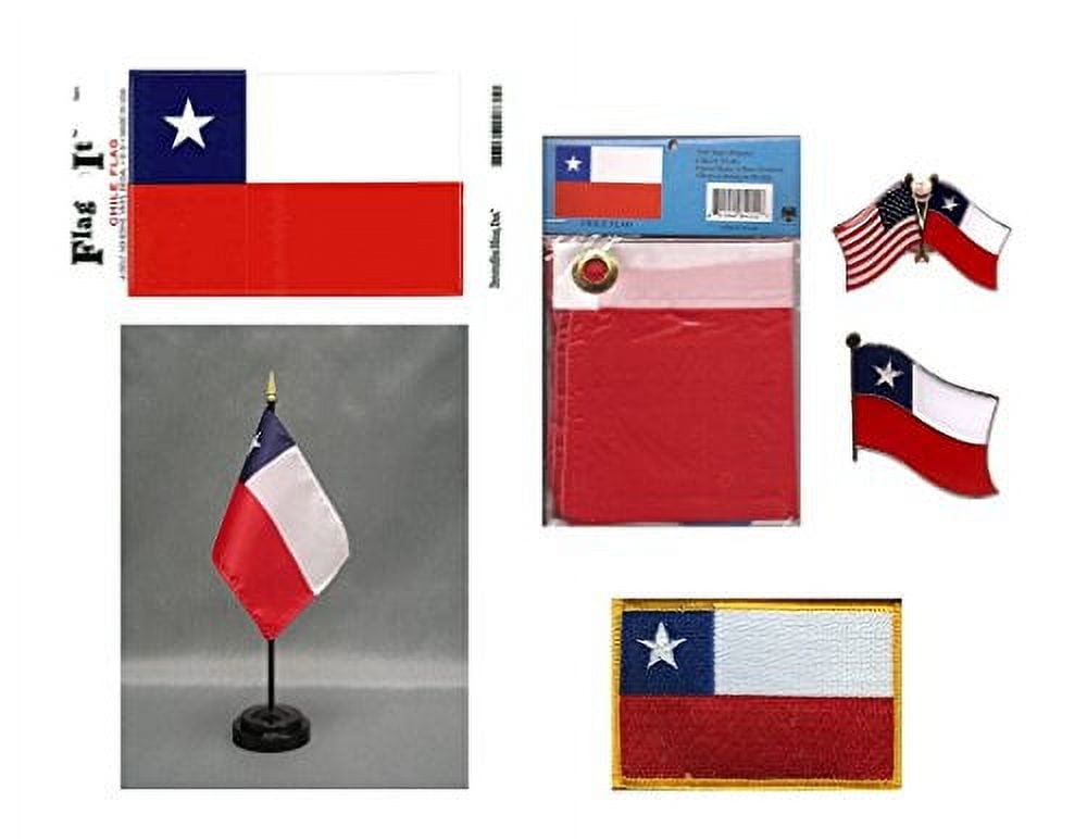 Chile Heritage Flag Pack - Includes a Chilean 3x5' Flag, Vinyl Flag ...