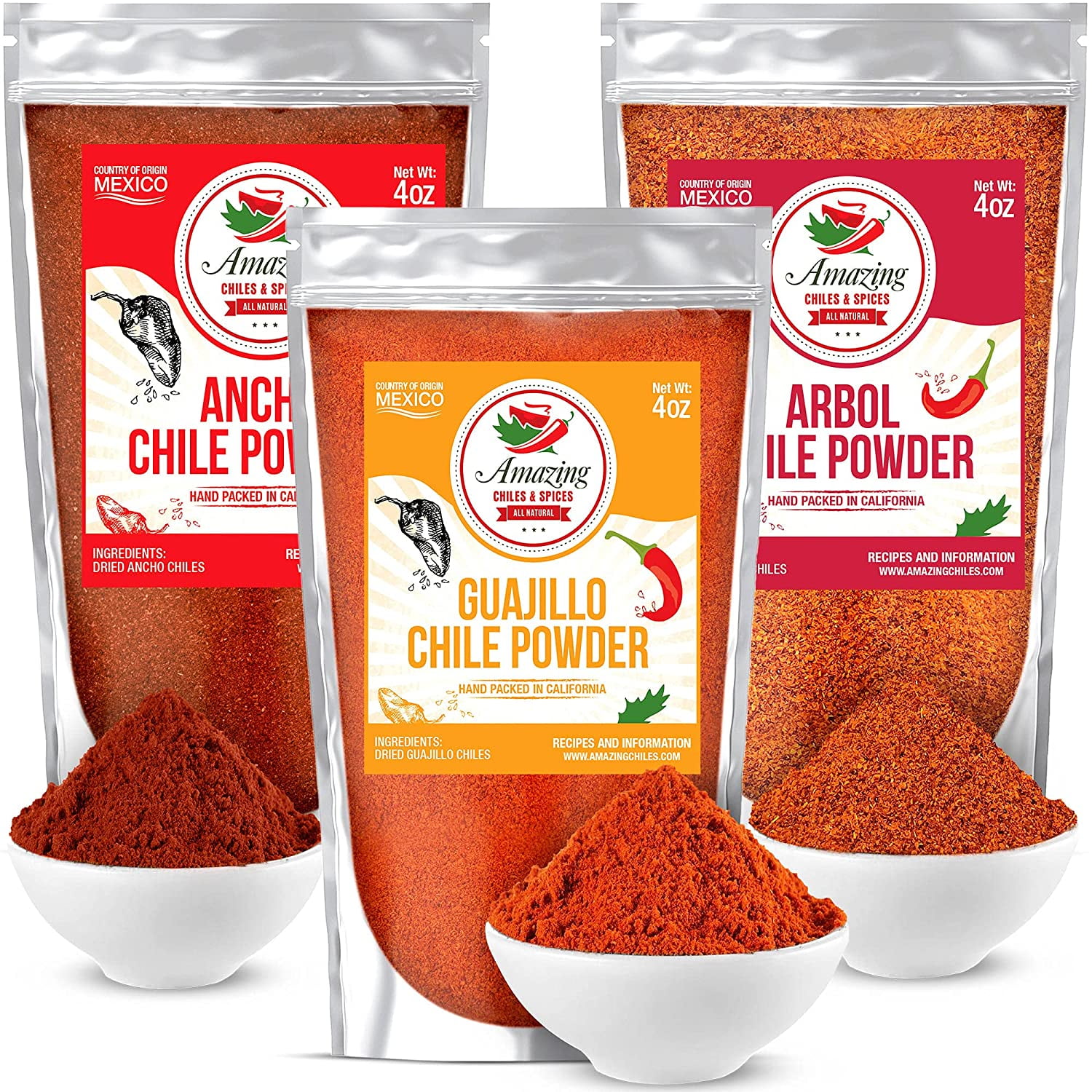 Fresh Authentic Mexican Chili Powder Variety Pack - 12 oz Ancho ...