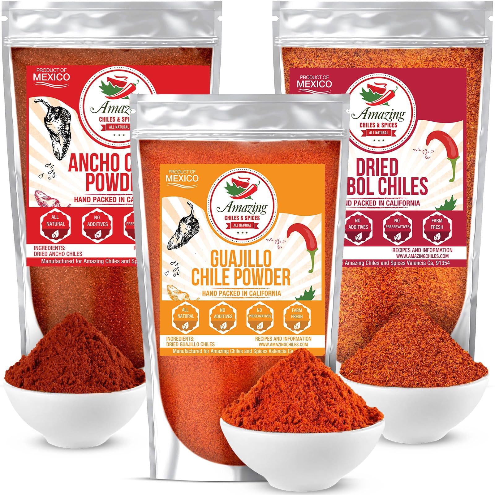 Chile Powder Variety Pack SBF3 (12 oz Total) - Ancho, Arbol for ...
