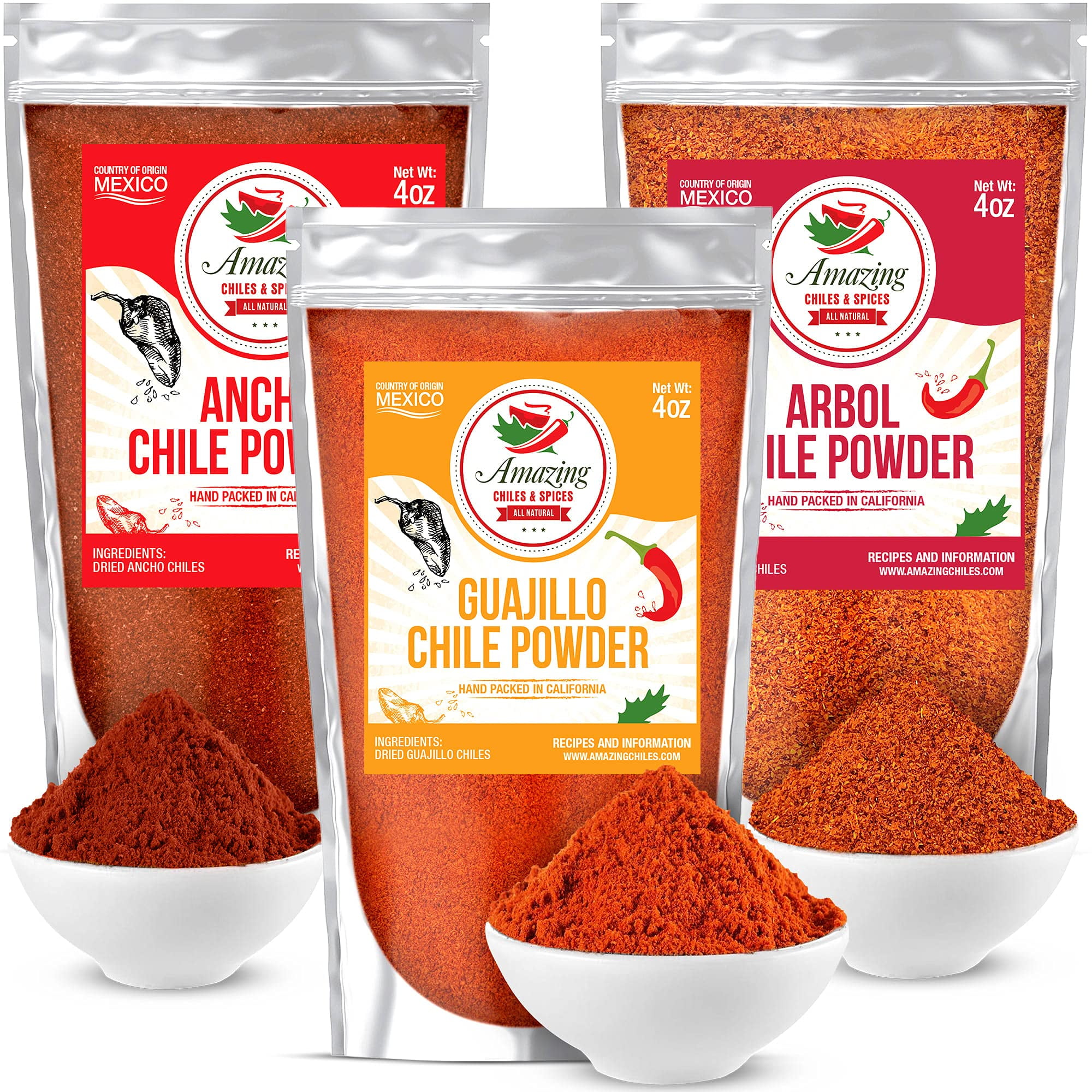 Chile Powder Variety Pack XEF1 (12 oz Total) - Ancho, Arbol for ...