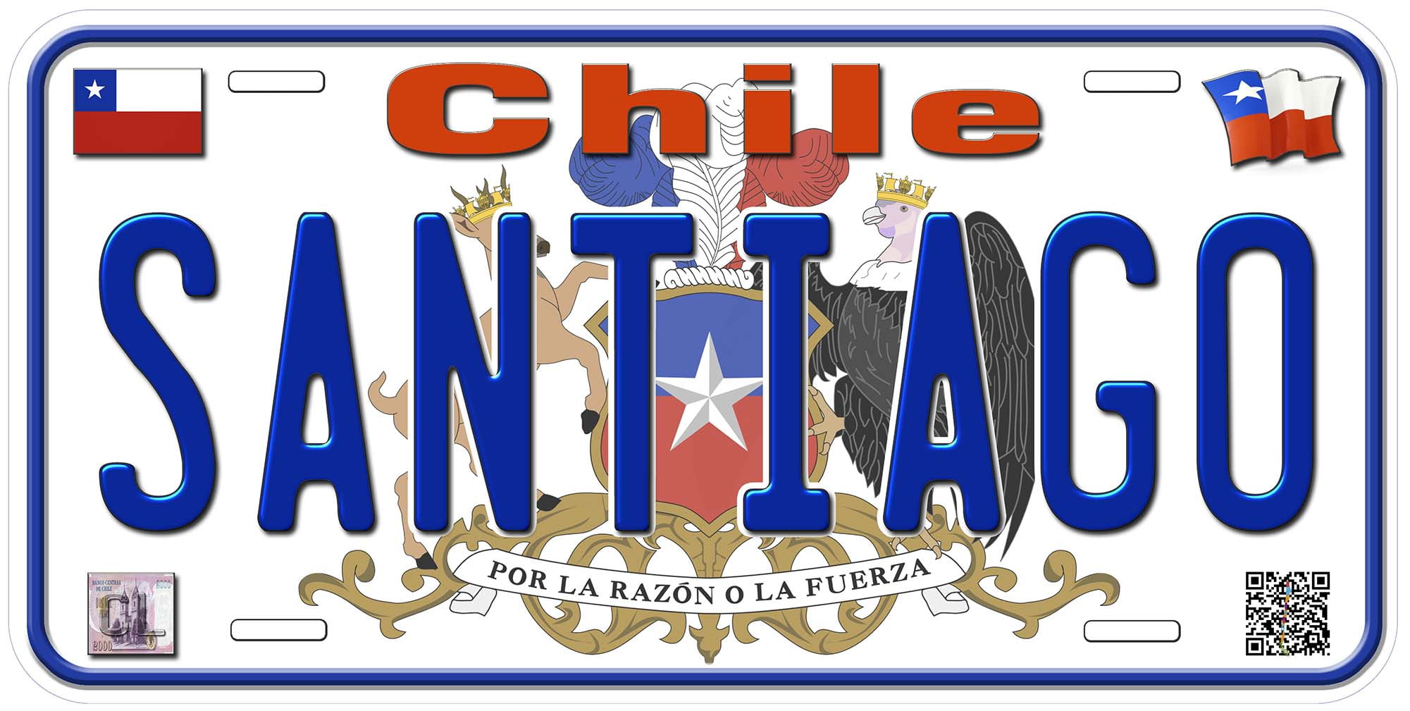 Chile Santiago Custom Novelty Car License Plate - Walmart.com