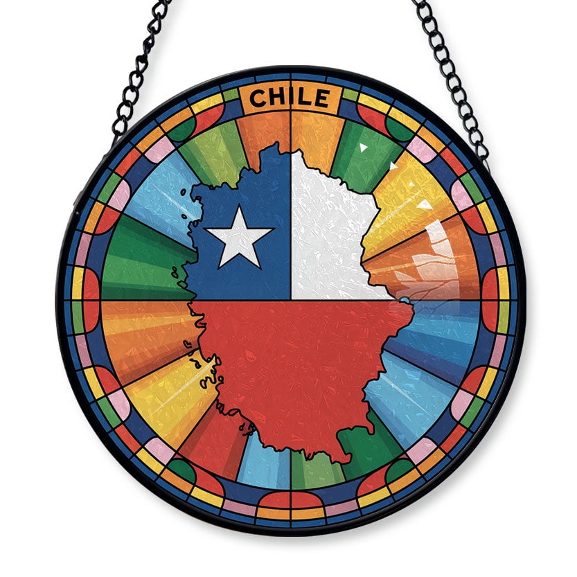 Chile Travel Decor Suncatcher Stained Glass Window Hanging, Gift for ...