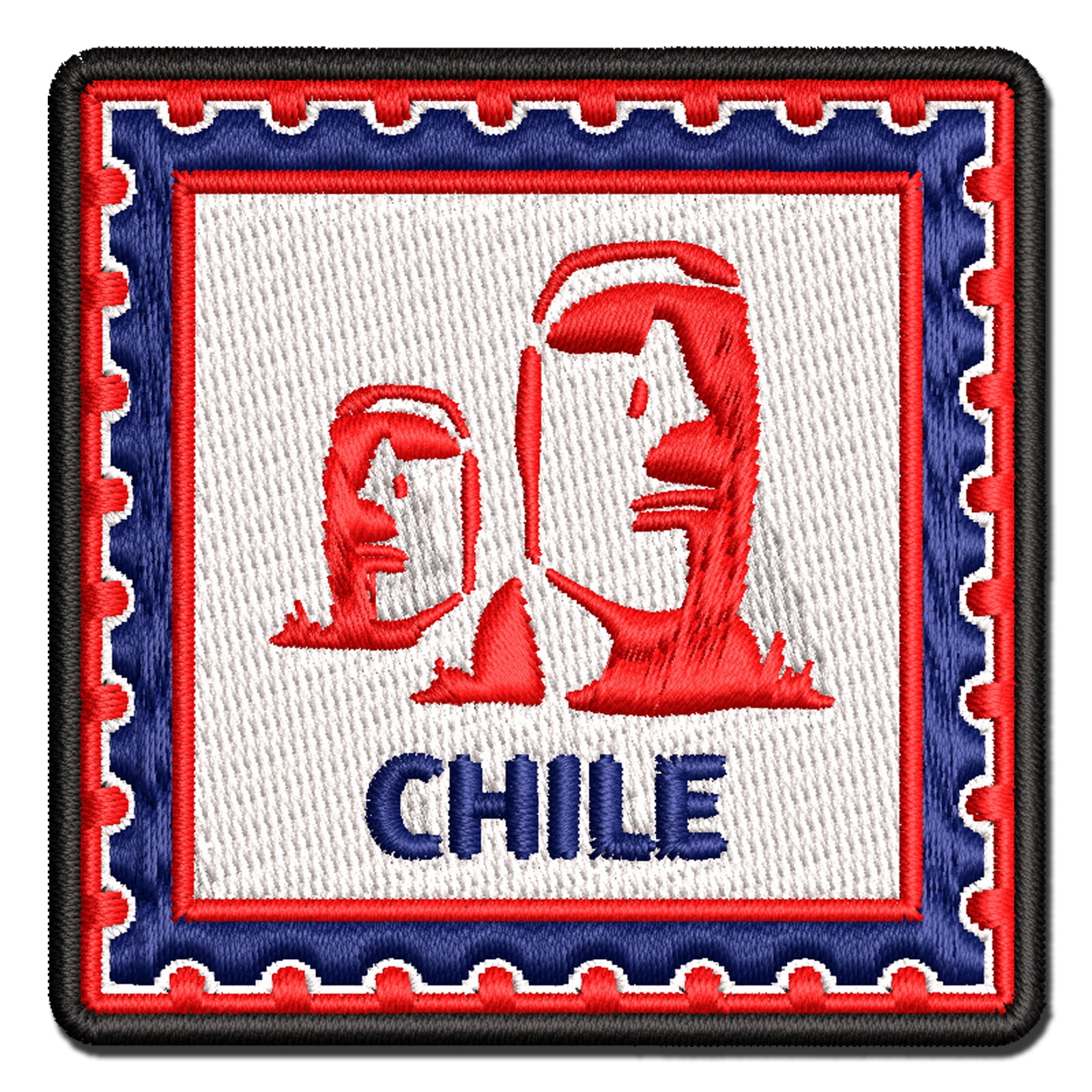 Chile Travel Easter Island Statues Applique Multi-Color Embroidered Iron-On Patch - 2.0 Inch ...