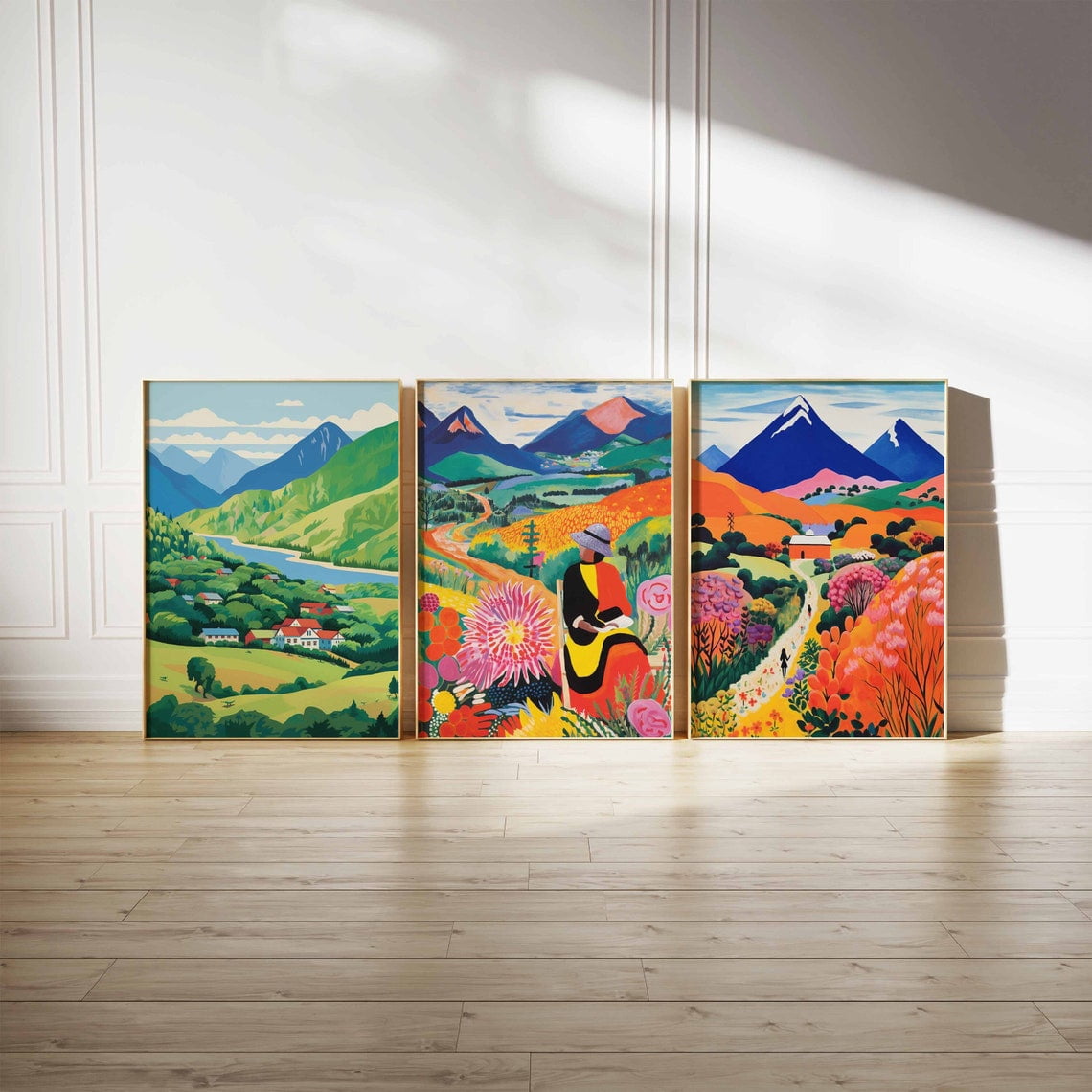 Chile Vintage Chile Floral Indigenous Folk South American Wall Art Set ...