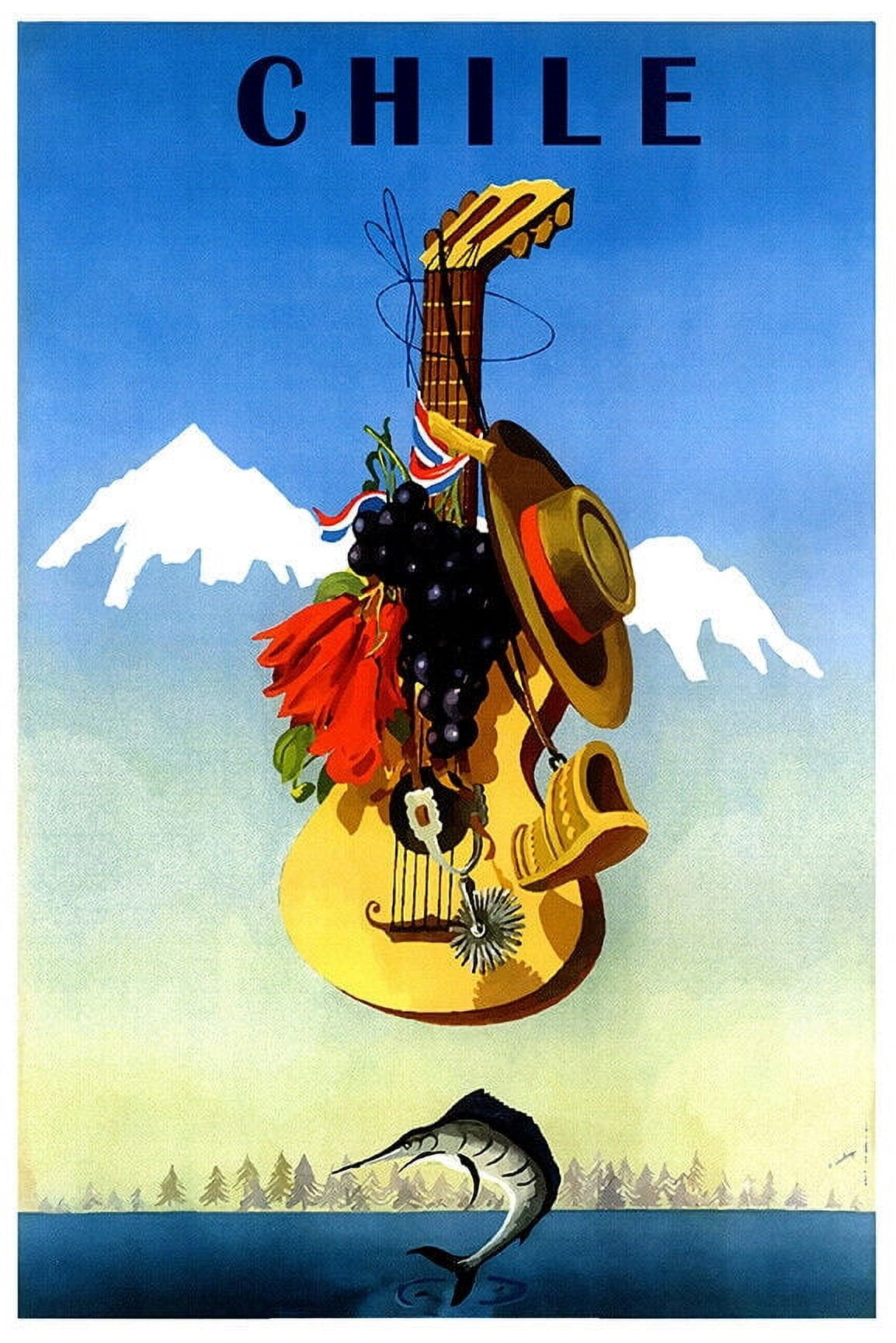 Chile - Vintage Travel Poster (12x18Inches(Black-Framed)) - Walmart.com