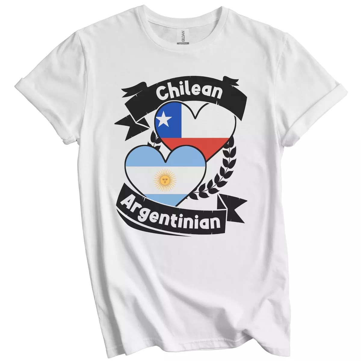 Chilean Argentinian Heart Flags Chile Argentina T-Shirt Gift for Men ...