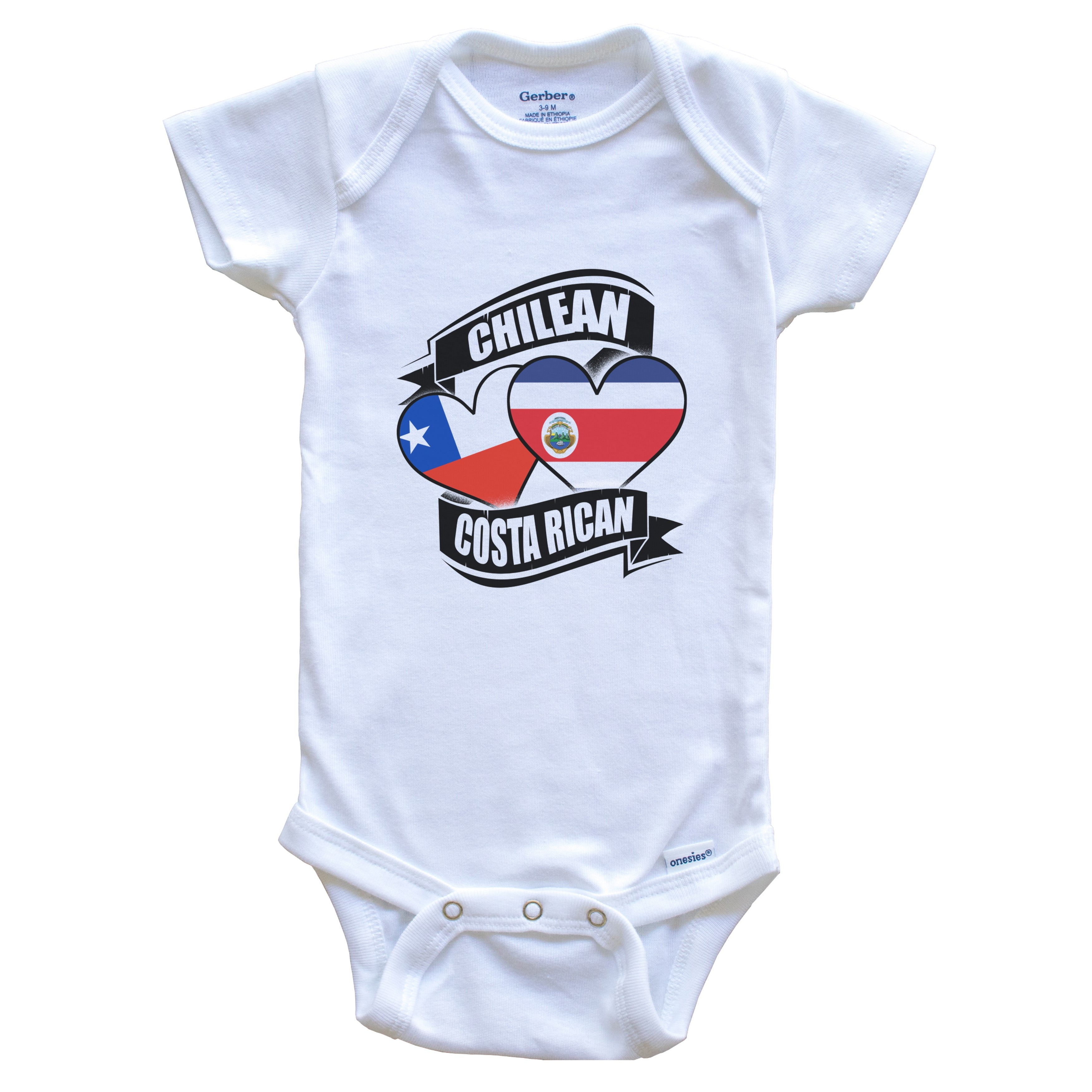 Chilean Costa Rican Hearts Chile Costa Rica Flags Baby Bodysuit, 0-3 ...