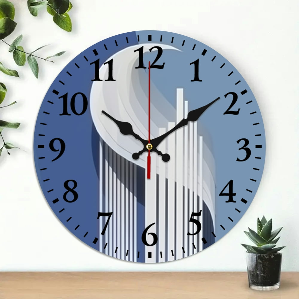 Chilfamy 10 Inch Abstract Sculpture Geometric Art Print Wall Clock for ...