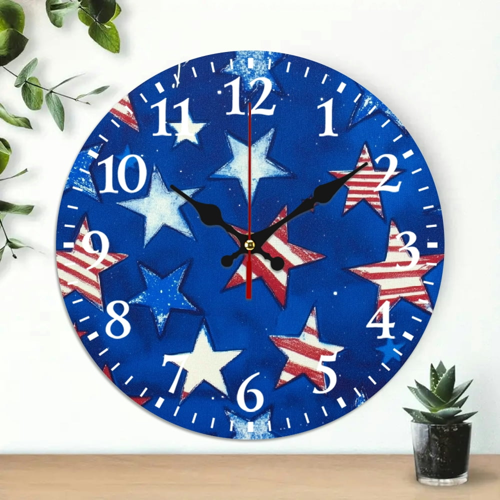Chilfamy 10 Inch Blue Background Stars Theme Wall Clock for Home ...