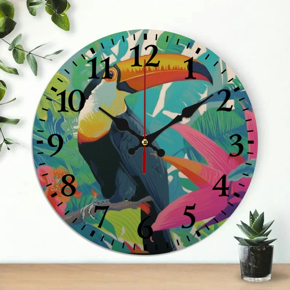 Chilfamy 10-Inch Toucan Print Wall Clock, Battery Operated - Ideal for ...