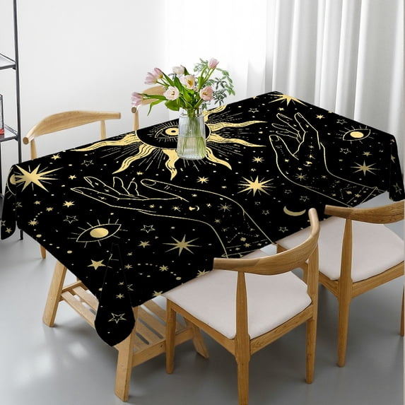 Chilfamy 1pc All Seeing Sun Hands Print Rectangle Dining Tablecloth ...