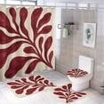 Chilfamy 4PCS Burgundy Botanical Silhouette Waterproof Shower Curtain ...