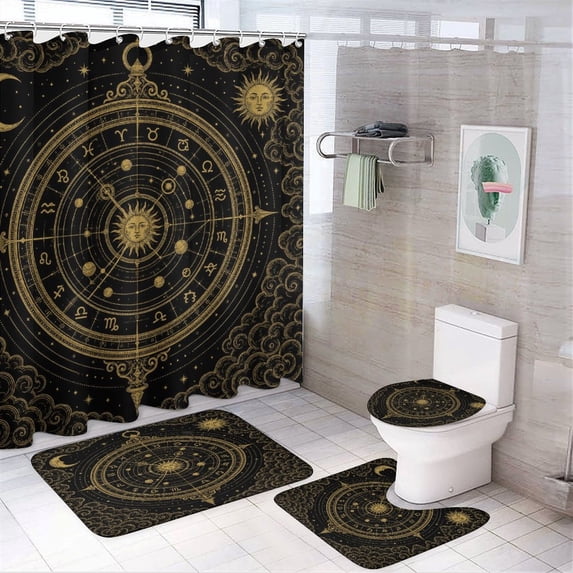 Chilfamy 4PCS Gold Astrology Chart Zodiac Wheel Waterproof Shower ...