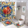 Chilfamy 4PCS Mediterranean Pomegranate Tile Waterproof Shower Curtain ...